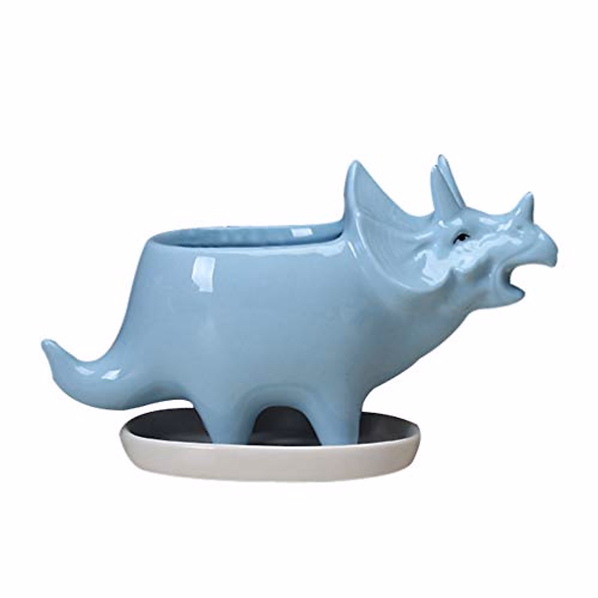 Happyyami 1PC Flower Pot Mini Succulent Container Pot with Drainage Tray Ceramic Fairy Garden Pot Mini Succulent pots Animal Bonsai Holder Artificial Bonsai Artificial Cactus Outdoor Plant