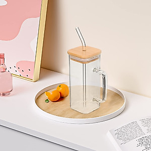 UPKOCH Mason Jar Cups Square Mouth Drinking Mug with Handle Lid and Portable Water Beverage Juice Cup Coffee Milk Mug for Home Office Travel