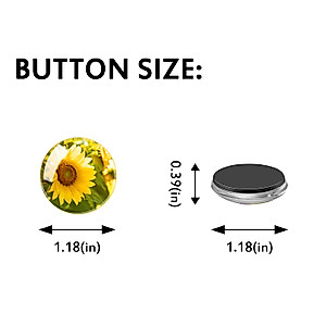 NENNALO 6Pcs Refrigerator Magnets - Glass Strong Magnets for Fridge - Sunflower - Whiteboard Magnets - Small Magnets for Fridge, Office, Home, Kitchen 1.18in, 1.18''