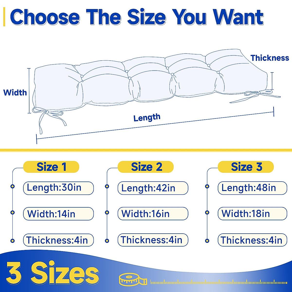 ROFIELTY Bench Cushion 30x14 Inch. Soft Outdoor Swing Cushion. with Non-Slip Bottom, Tufted Window Seat Cushion for Many Scenarios of Use. (30x14, Plush-Khaki)