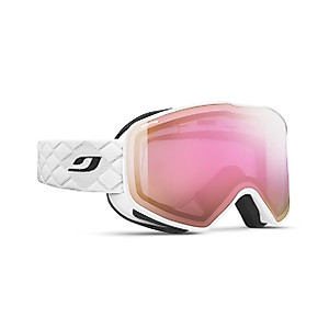 Julbo Cyclon Snow Goggles, White Frame - REACTIV 1-3 High Contrast Red Lens w/Rose Mirror