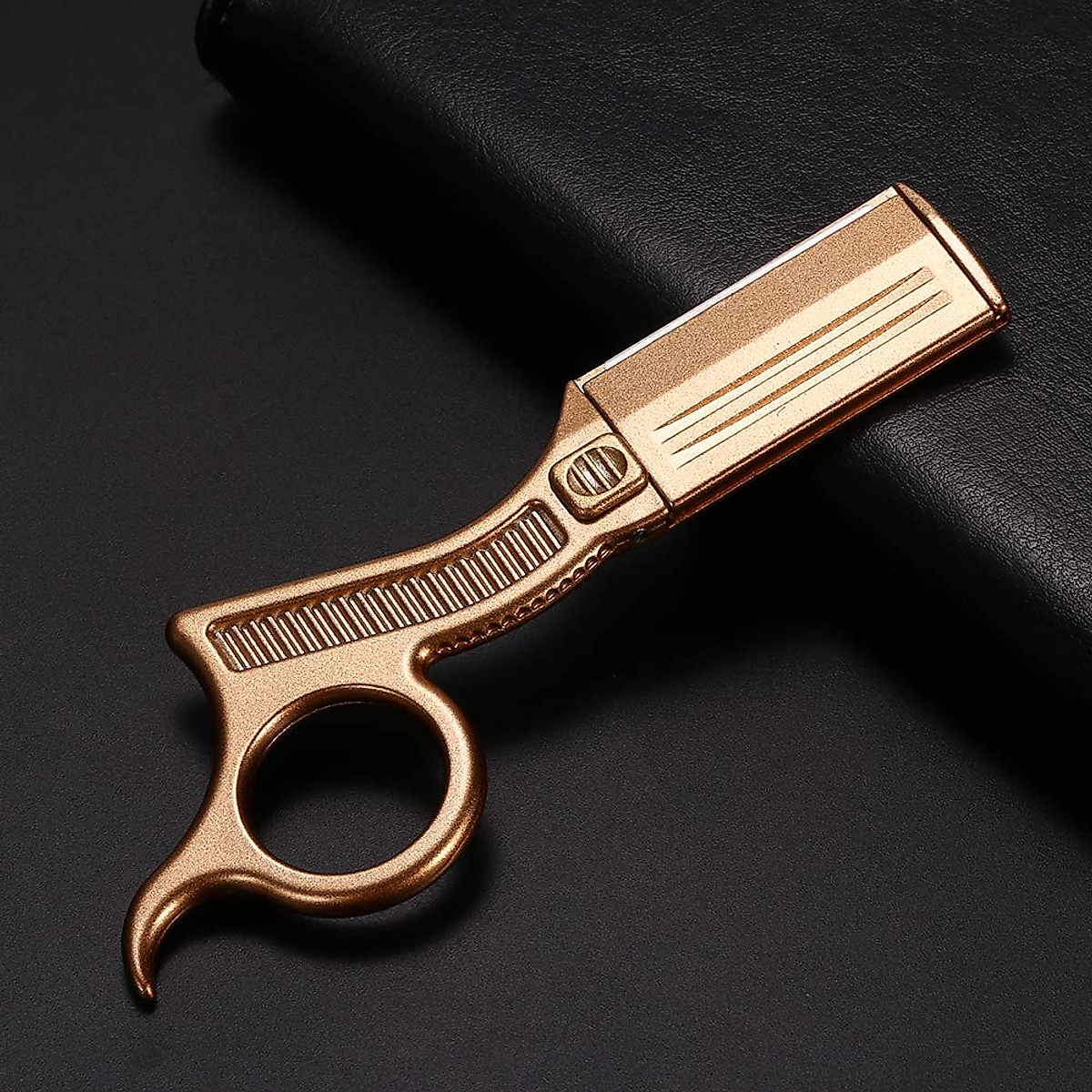 Yintal Men Shaving Straight Razor,Barber Tools Salon Manual Shaver Beard Hair Trimmer razors,Metal Replaceable Blades Clipper Holder (Gold)