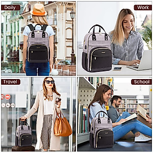 LOVEVOOK Backpack for Women,Laptop Backpack Women,Fits 15.6 Inch Laptop Bag,School Backpacks,Fashion Travel Work Anti-theft Bag,Waterproof Business Computer College Backpack Purse,Grey-Black-Balck