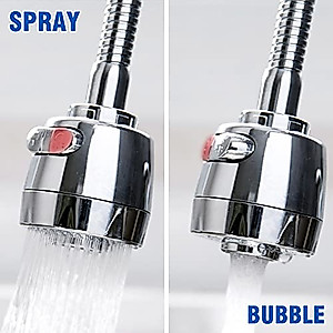 Kitchen Faucet Extender Movable 360° Rotatable Anti-Splash Water Saving Faucet Aerator, 2 Modes Adjustable Sink Sprayer, Kitchen Faucet Head Replacement, Bathroom Faucet, Polished Chrome