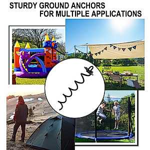 Eurmax USA 4-Pc Pack Spiral Stakes Heavy Duty Anchor Kit Ice Screw Anchor for Trampoline, Tents, tarps, Canopies,car Ports,Dog tie Out and etc Bonus Tie Down Straps 4-Pc Pack (Black)