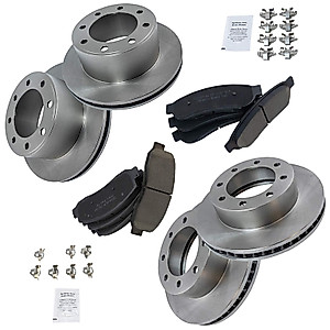 TRQ Front & Rear Premium Posi Ceramic Disc Brake Pad & Rotor Kit for Ford Pickup Trucks