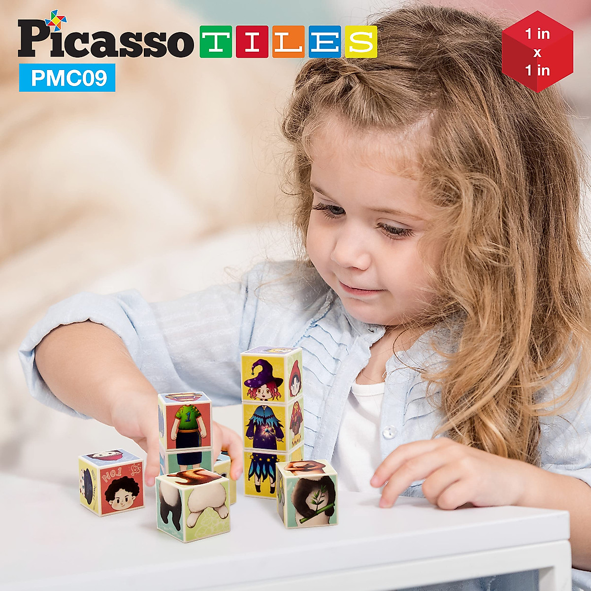 PicassoTiles Magnetic Puzzle Cube Characters + Mini + Black and White, 9pc with 18 Unique Characters Mix & Match Cubes Sensory Toys, 0.5” Pixel 100pcs, 1” 101pcs, Free Ideabook with 53 Ideas Age 3+