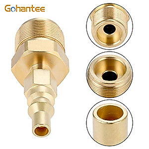 gohantee Propane Brass Adapter Quick Connect Fitting 1/4" Disconnect Plug kit with 1lb Bottle Tank Thread for RV Portable BBQ Camper Grill Hook Up Trailer