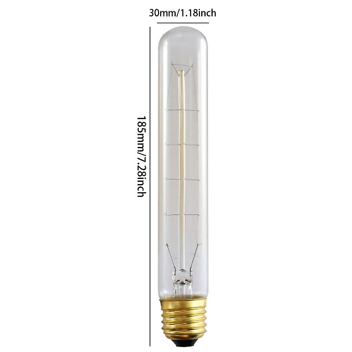 BesYouSel 25W Vintage Edison Bulbs T10/T30 Tubular Filament Bulb T185 Antique Long Incandescent Bulb 2300K Amber Glass E26 Medium Base 4 Pack
