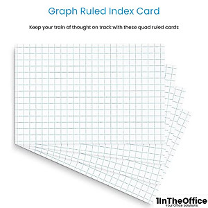 1InTheOffice Index Cards 4x6 Graph Ruled White, Quad Ruled Index cards 4x6 200/Pack