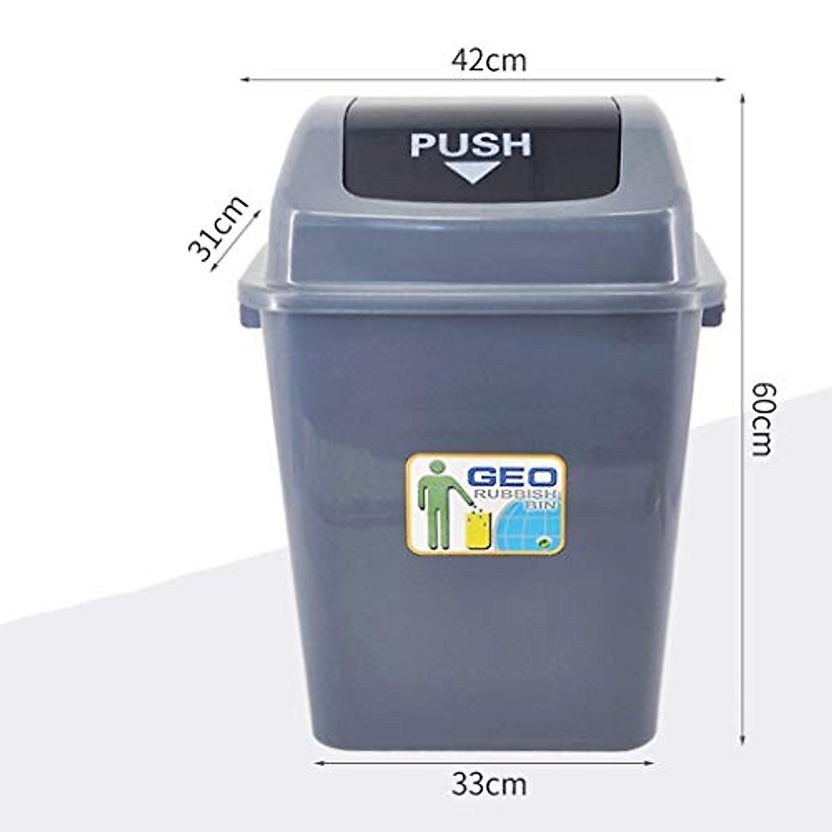 LSNLNN Waste Bin,Trash Cans,Dustbins 20~60 Litre, Thicken Plastic Multifunction Hotel Outdoor Office Industry Gray Indoor/Outdoor,40L,40L