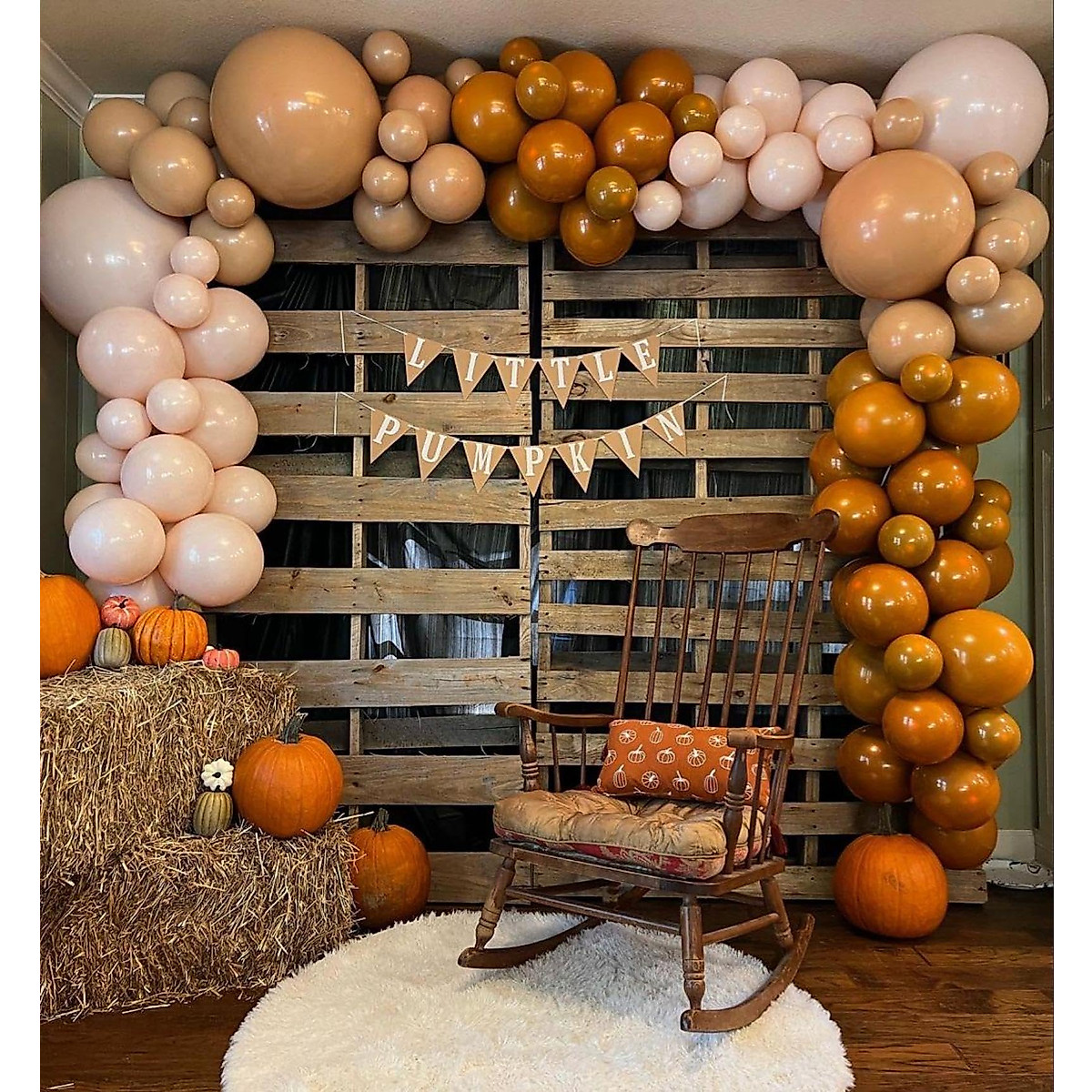 Fall Balloons Garland Arch Kit - Double Stuffed Matte Burnt Orange Cream Peach Apricot Terracotta Latex Balloon Different Sizes 18 12 10 5In Fall Ballon for Baby Shower Party Holiday