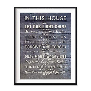 In This House Photo Print, Christian Bible Verse Family Rules Art, Scripture Inspirational Wall and Home Decor Poster, Unframed, Housewarming Gift, 8x10 Inches