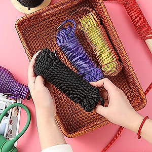 BAVIHOR Silk Rope Soft Rope, Skin Friendly Durable Long Rope, 32 Feet 8 mm Multipurpose Long Satin Braided Twisted Rope (3 Black)