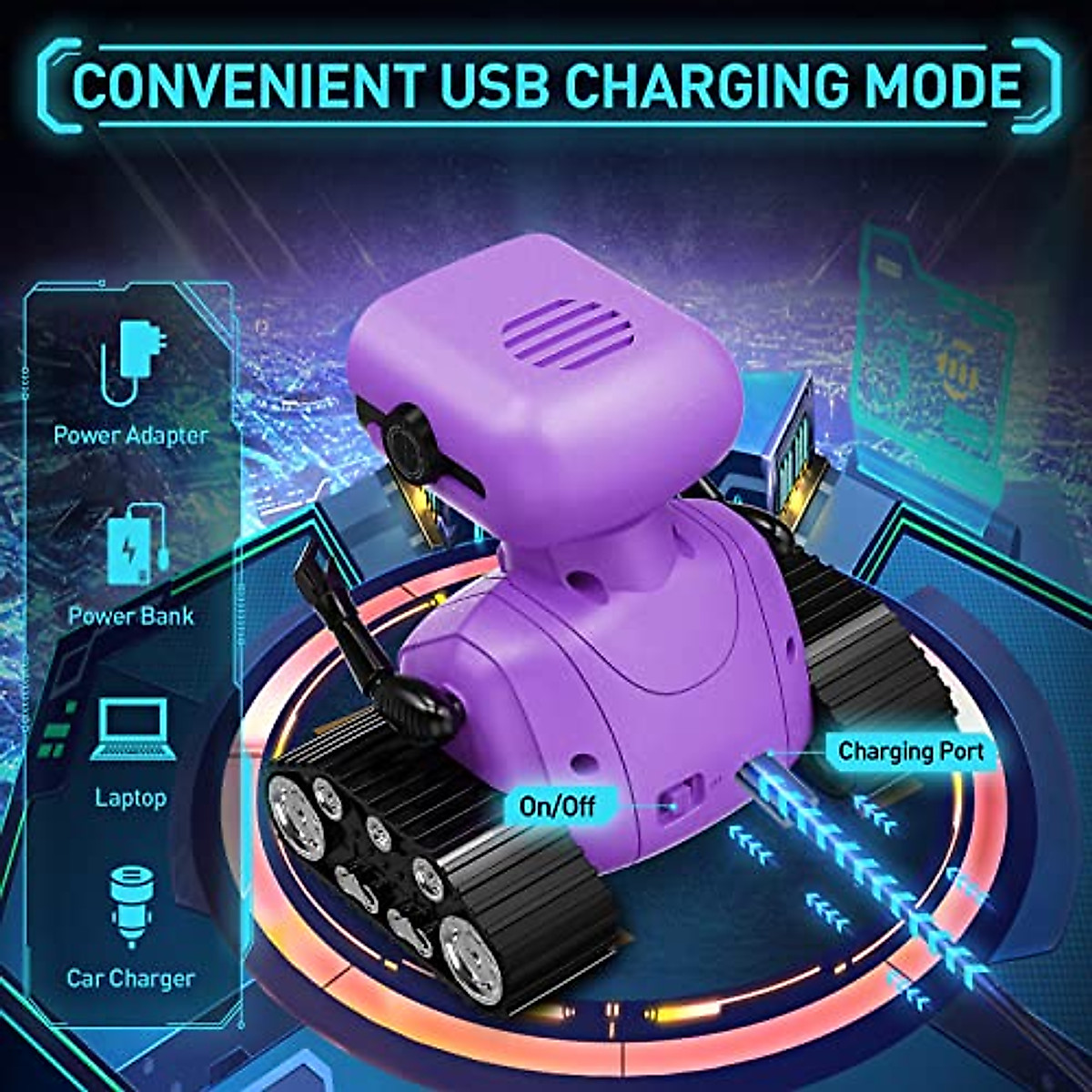 OMOZOMBB Robot for Kids Toy-Rechargeable Remote Control Robot Toys,Toy with Music and LED Eyes,Dance Moves,for Children Boys Girls Age 3 4 5 6 7 8 9 Birthday Gifts - Fluorescent Purple