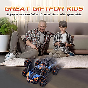 Gesture Sensing Rc Stunt Car With Light & Music, 2.4GHz Drift Stunt Remote Control Cars, 6WD Double Sided 360° Rotating Transform Off Road RC Stunt Car, Toy Car for 6-12 Year Old Boys & Girls