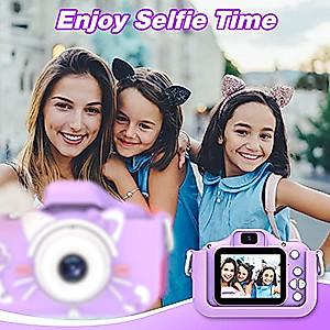Goopow Kids Camera Toys for 3-8 Year Old Girls,Children Digital Video Camcorder Camera with Cartoon Soft Silicone Cover, Best Christmas Birthday Festival Gift for Kids - 32G SD Card Included