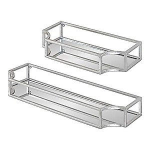 Kate and Laurel Ciel Modern Glam Metal Wall Shelf Set, Set of 2, Silver, Elegant Wall Decor and Storage