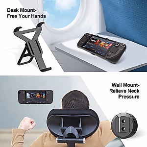 Lenink Stand for Steam Deck, Anti-Slip Foldable Holder Portable Base Wall Bracket Compatible with Valve Steam Deck Accessories (Black)