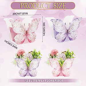 Wettarn 12 Pcs Butterfly Centerpieces Baby Shower for Tables Butterfly Party Favor Decorations Tea Party Butterfly Flower Boxes Table Decorations for Baby Shower Birthday Wedding Garden Tea Party