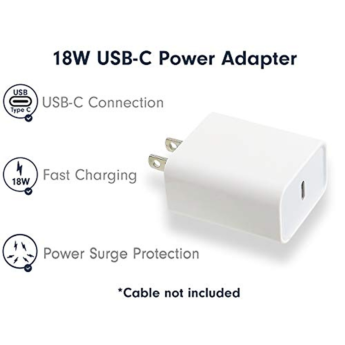 Sonix USB-C Power Adapter, Wall Charger Block,18W Fast Charging, Compatible with Apple iPhone 14, 13, 12 Series, White
