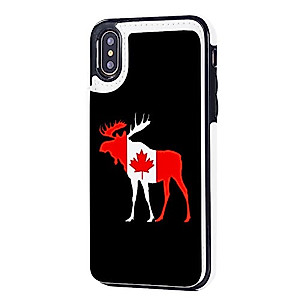 Canada Flag Moose Wallet Phone Cases Fashion Leather Design Protective Shell Shockproof Cover Compatible with iPhone X/XS