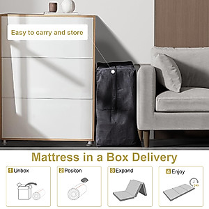 MUUEGM Folding Mattress, 4 Inch TwinXL Tri-fold Memory Foam Mattress, Foldable Mattress with Washable Cover, Trifold Mattress for Yoga/Camping/RV/Guest Beds,CertiPUR-US Certified