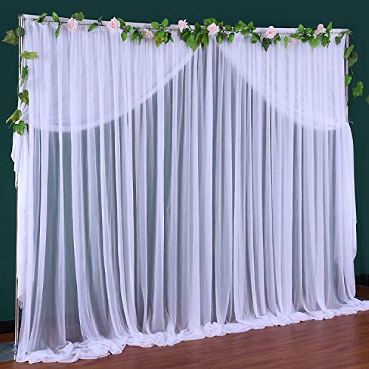 White Tulle Backdrop Curtain for Wedding,Baby Shower,Parties Backdrop Drape Curtain for Photography, Bridal Stage,Videos 10 ft x 7 ft
