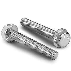 M8-1.25 x 30mm Flange Bolts Flanged Hex Screws, DIN 6921, Stainless Steel 18-8 (304), Plain Finish, Fully Threaded, 10 PCS