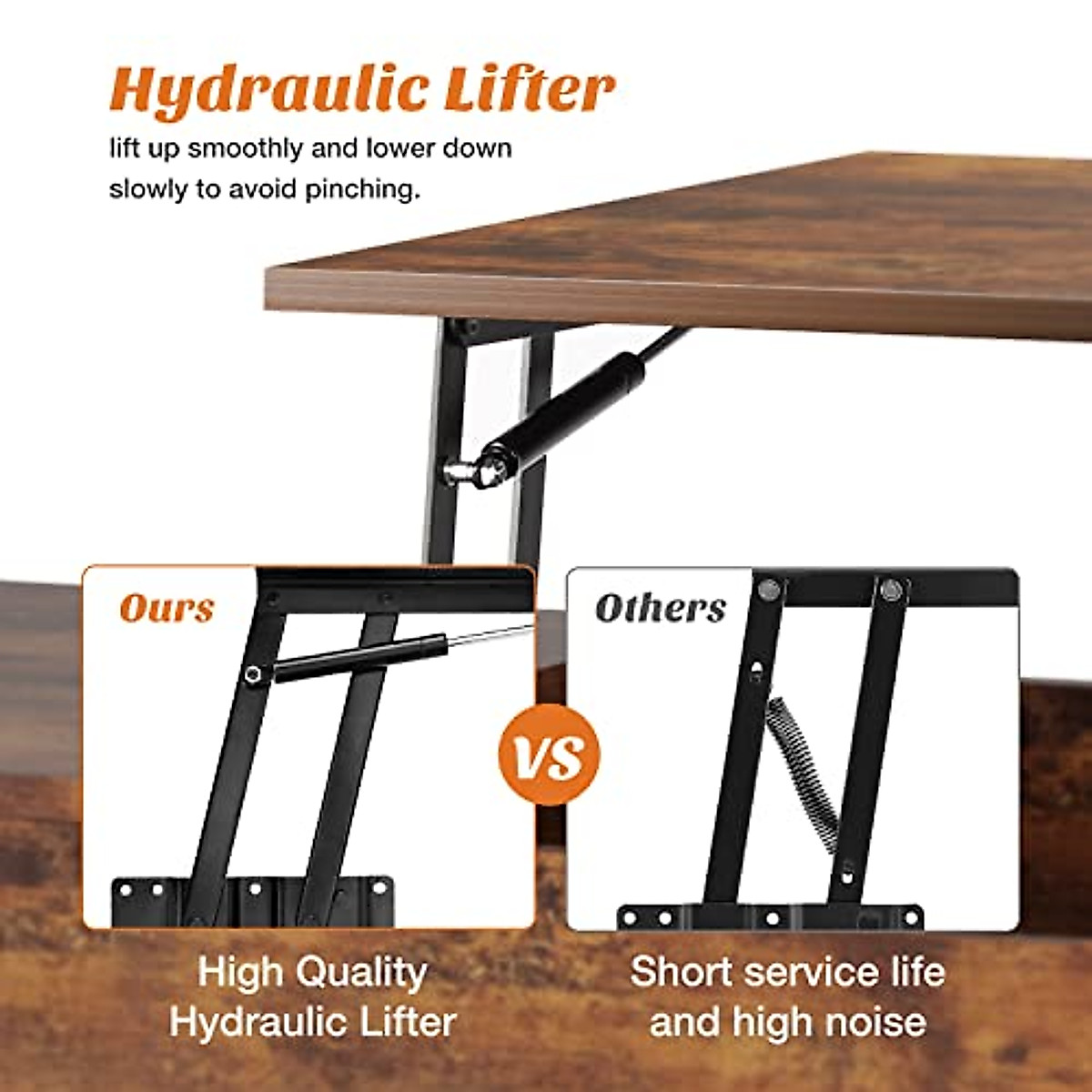 Sweetcrispy Living Room Coffee Table, Retro Brown