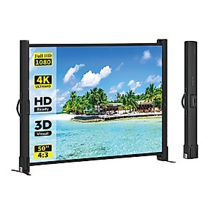 Portable Projector Screen with Stand, 50 Inch 4:3, Outdoor Projector Screen, Lightweight and Retractable, 1.2 High Gain Wrinkle-Free Video Projection Screens, for Home Cinema, Meeting Presentation.