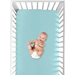Fitted Crib Sheet for Blue and Green Modern Dinosaur Baby/Toddler Bedding Set Collection - Turquoise Blue