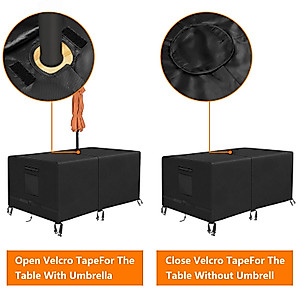 Kovshuiwe Square Patio Table Cover with Umbrella Hole Heavy Duty Waterproof 600D Oxford Fabric Outdoor Lawn Patio Furniture Covers (Square-88"L x 58"W x 23.6"H)