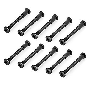 Jersvimc 10 Pair(20 Piece) M6x60mm Hex Drive Socket Cap Bolt with Allen Wrench, Black Furniture Connector Bolts M6 Countersunk Screw Barrel Nuts Binding Screws for Crib Replacement Belt Cabinet