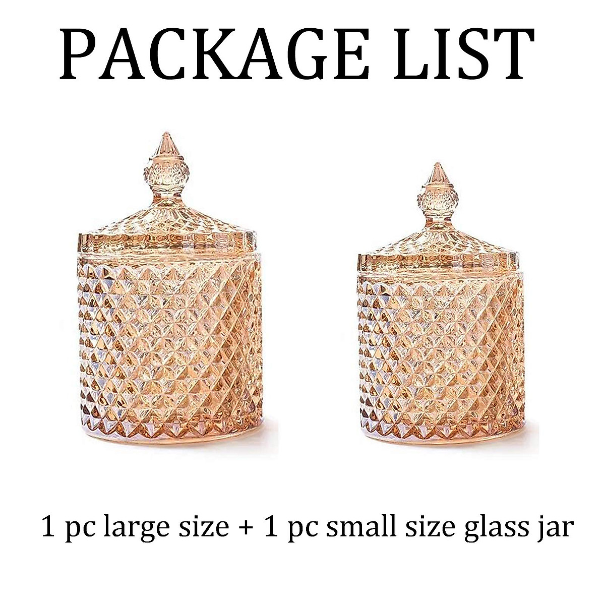 Candy Dishes with Lids-Candy Containers Glass Cookie Amber Jar for Candy Buffet Decorative Jars Candy Buffet Dishes for Party Wedding Display Pothecary Flour, Small+Large