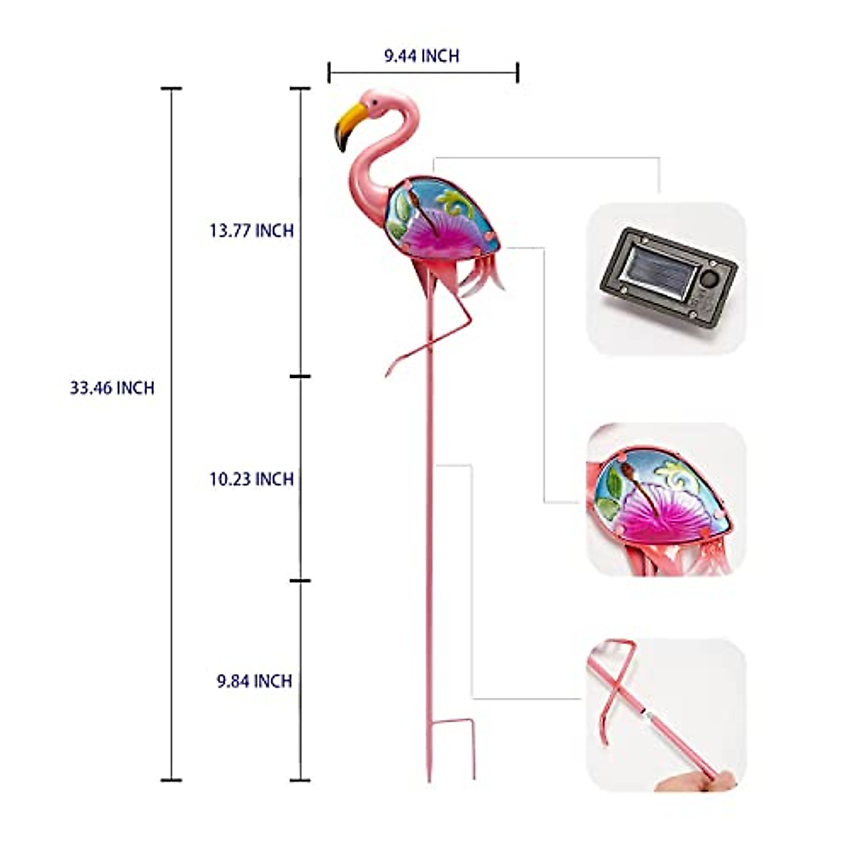 Solar Flamingo Garden Stake Lights, Garden Stake Decorative Yard Art Pink Flamingos for Yard Decorations Metal & Glass Waterproof for Patio Lawn, Thanksgiving Day Christmas Gifts for Vibrant Woman Mom