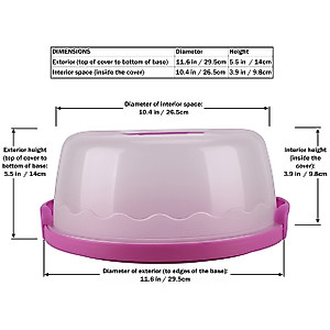 HelloCupcake Portable Cake and Cupcake Carrier / Storage Container - 10.4" Diameter (Inside Cover), Translucent Dome - Perfect for Transporting Cakes, Cupcakes, Pies, or Other Desserts (Purple)