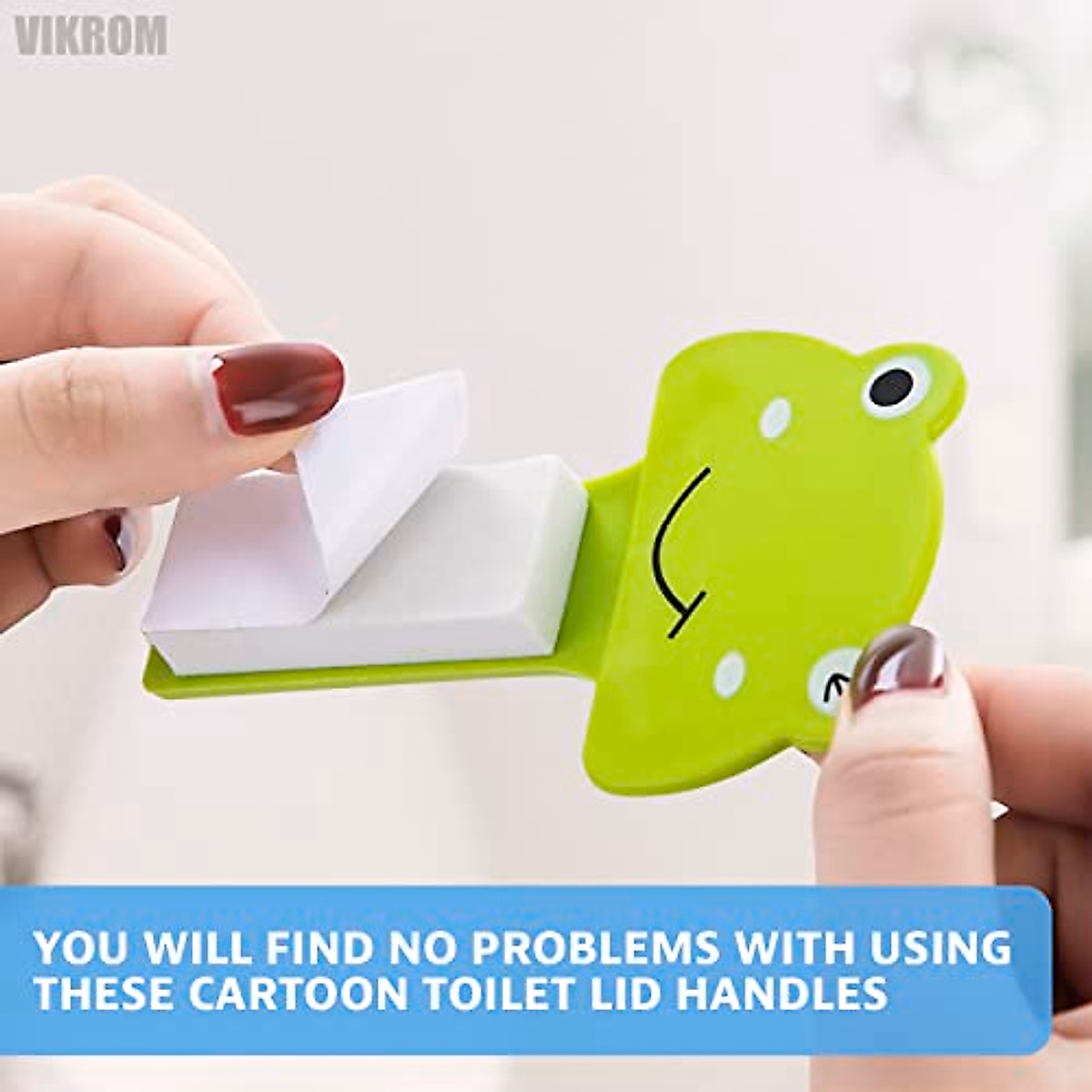 VIKROM 4Pcs Toilet Seat Lid Lifter Tool Toilet Seat Lifter Handles for Toilet Seat Cover Adhesive Handle Avoid Touch Tool Toilet Seat Handles - Self Adhesive Toilet Seat Handle Lifter Toilet Tool