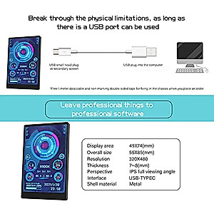Display Screen, USB Simple Installation Mini Monitor Various Modes IPS Full View for Working