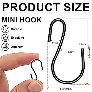 KINBOM 120pcs 1 Inch Mini S Hooks for Hanging, S Shaped Hooks Small S Hooks Metal Mini Ornament Hooks for Crafts Jewelry Hanging Pot Plants (Black)