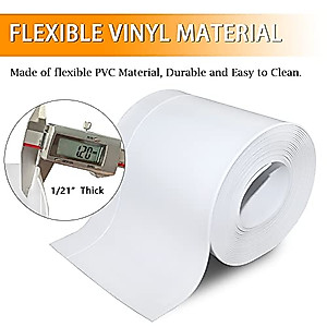 Vinyl Wall Base 4" Vinyl Baseboard Molding Flexible Vinyl Floor Base with 1" Crease Rubber Base Molding for Wall Easy to Install Use to Cover Wall Crevice (5" Wide x 59.1' Long, White)