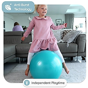 BABYGO® Peanut Ball for Children | Autism Therapy Calming Development Activities Motor Skills | Exercise Book & Pump | Anti Burst 45CM Blue|Orange (Peanut Ball, Blue)