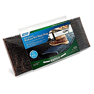 Camco 42949 RV Step Rug ( Premium Radius Wrap Around Step Rug, Turf Material (22" Wide) - Brown)