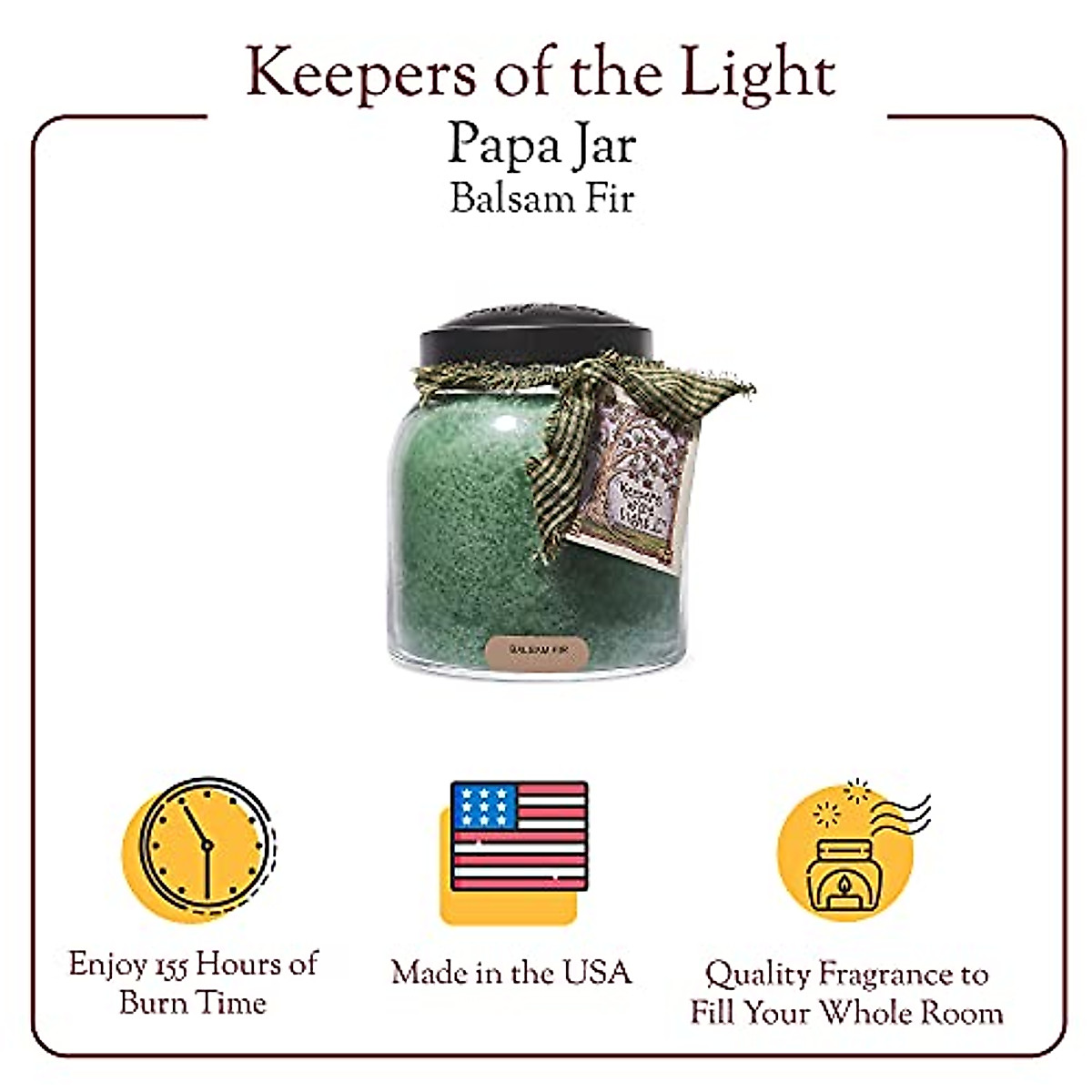 A Cheerful Giver — Balsam Fir - 34oz Papa Scented Candle Jar with Lid - Keepers of the Light - 155 Hours of Burn Time, Gift for Women, Green
