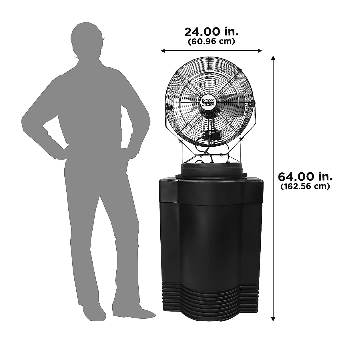 Maxx Air Premium Misting Fan w/Standalone Tank, Swamp Cooler for Commercial, Residential, Athletic Use (Mid Pressure 18")
