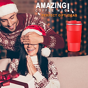 Coffee Travel Mug,14OZ Double Walled Insulated Vacuum Coffee Tumbler With Leakproof Flip Insulated Coffee Mug, For Hot And Cold Water Coffee And Tea In Travel Car Office School Camping (Red, 14OZ)