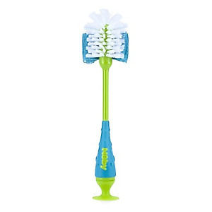 Nuby 2-in-1 Bottle and Nipple Cleaning Brush with Suction Base, Colors May Vary