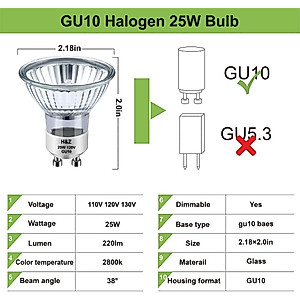 NP5 gu10 120v 25w Bulb Candle Warmer, 6pcs gu10+c 120v 25w Halogen Light Bulbs with Glass Cover, gu10 Bulb Dimmable & Warm White, MR16 GU10 Base for Candle Warmer Light Bulbs, Track Light Bulbs