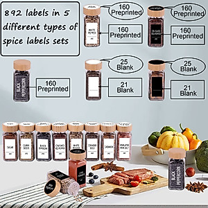 SWOMMOLY 36 Glass Spice Jars with Labels,4 oz Empty Square Spice Jars with Bamboo Lids,5 Different Types of Spice Labels Sets, Spice Bottles with Shaker Lids