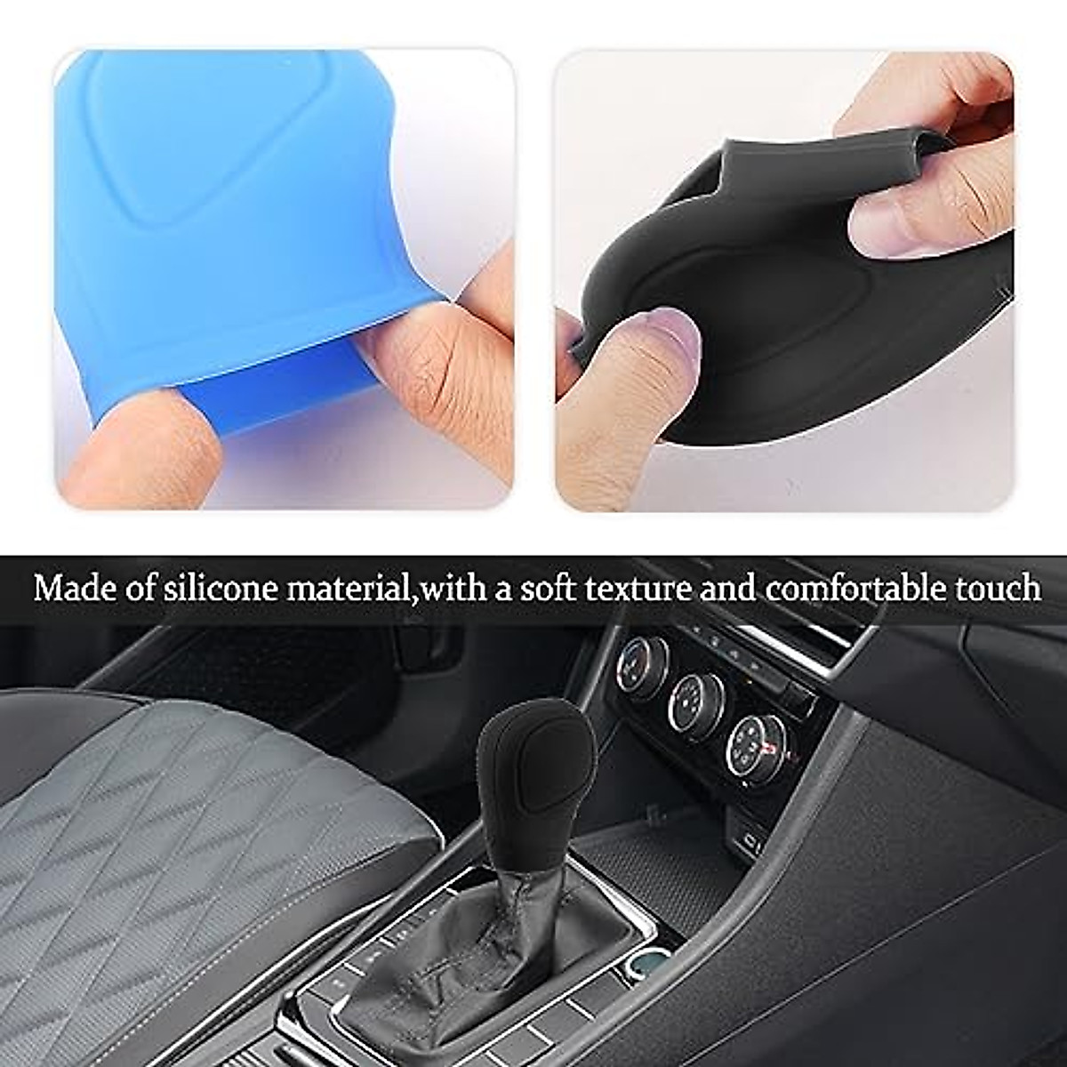 OFBAND 2PCS Silicone Car Gear Shift Cover,Anti-Slip Shift Knob Cover Effectively Protects Stick Shift Knob,Universal car Interior Accessories Gear Shifter Knobs Decoration (Black)